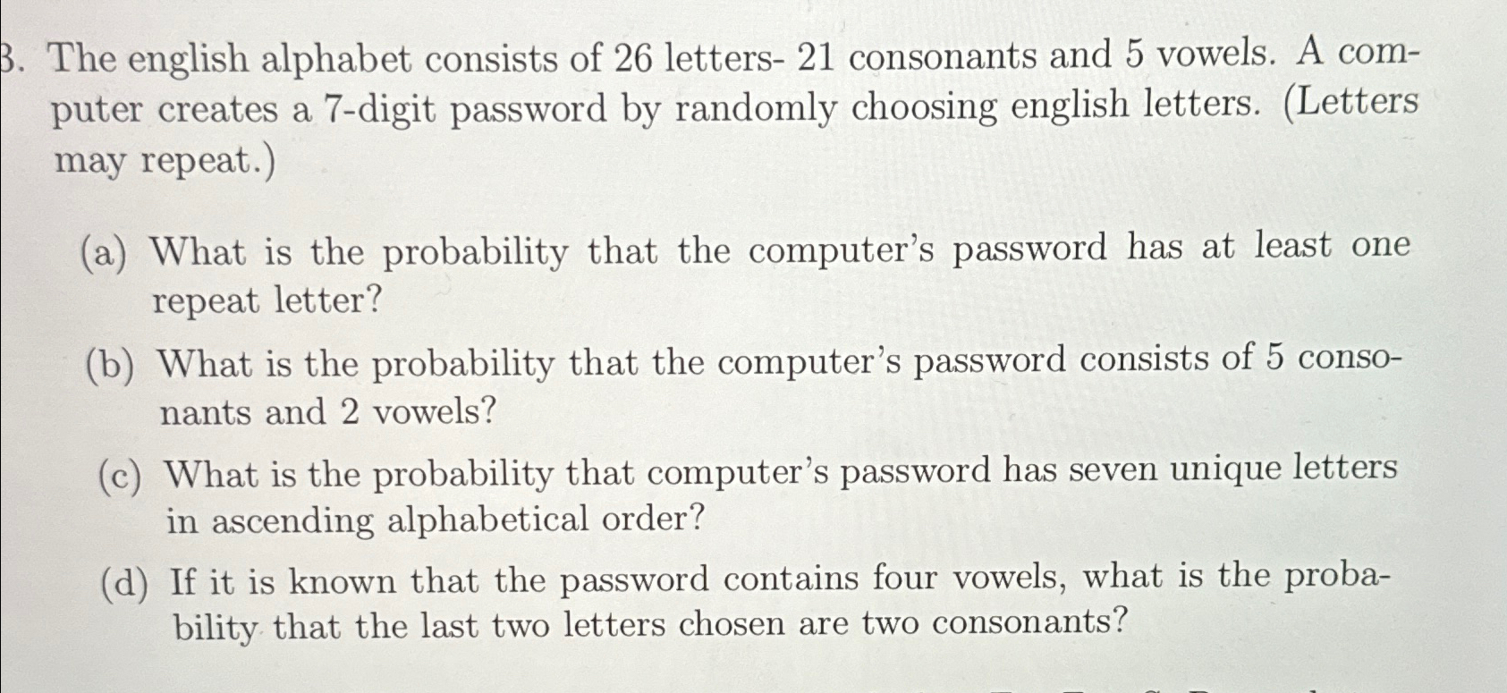 The english alphabet consists of 26 ﻿letters- 21 | Chegg.com