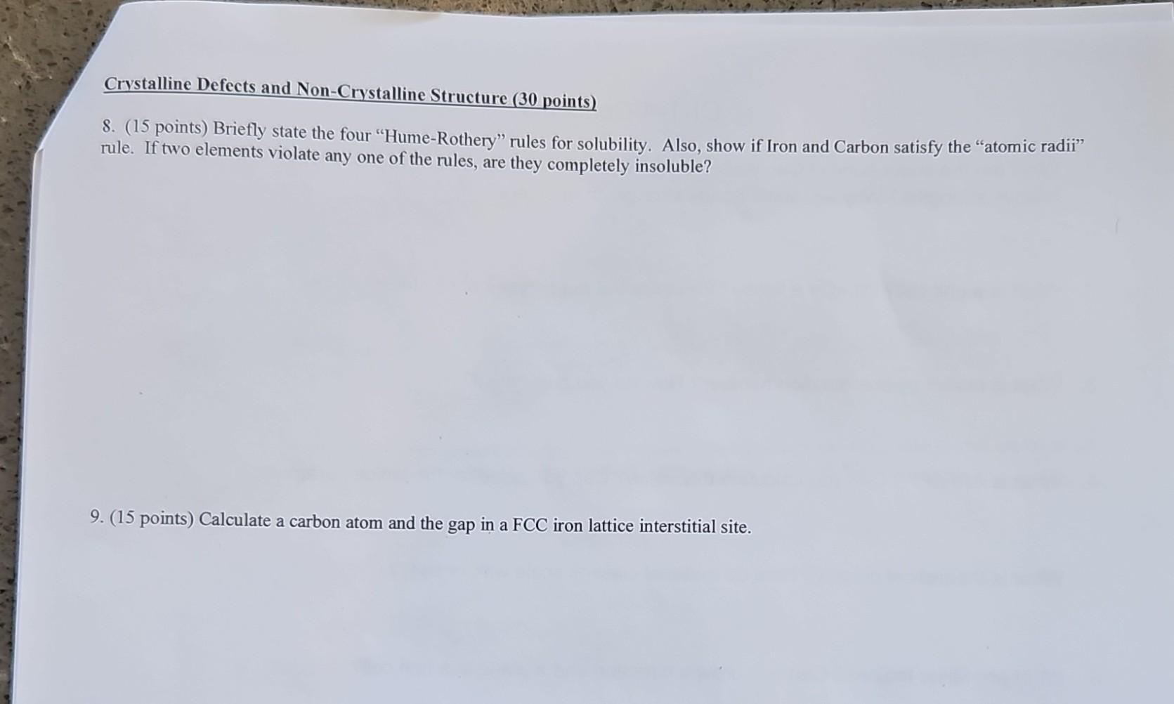 Solved Crystalline Defects and Non-Crystalline Structure ( | Chegg.com