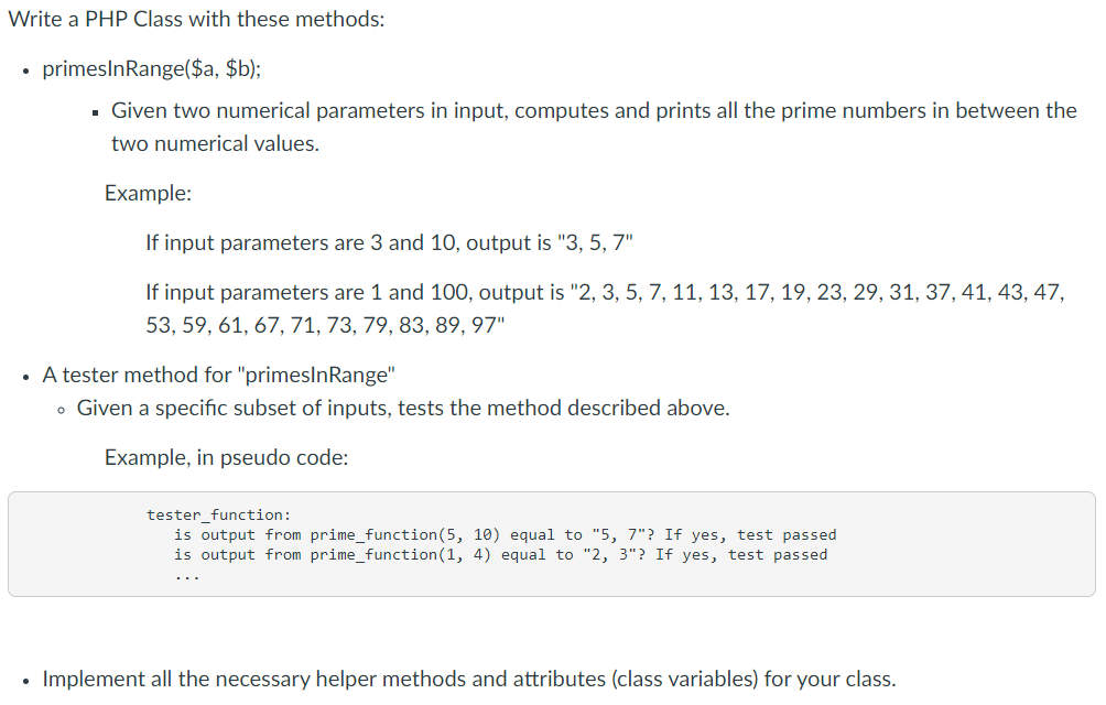 Solved Write a PHP Class with these | Chegg.com