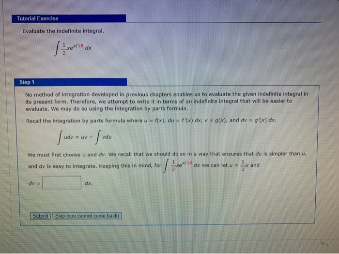 Solved Tutorial Exercise Evaluate the indefinite integral. | Chegg.com