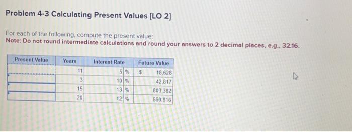 Solved For each of the following, compute the present value: | Chegg.com