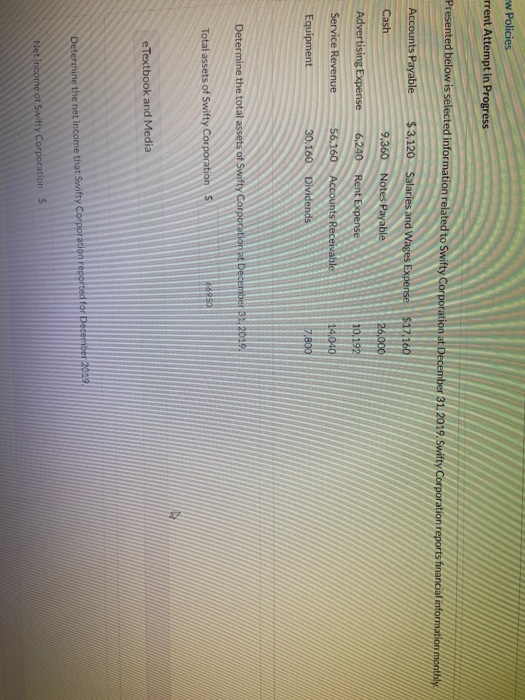 Solved w Policies rrent Attempt in Progress Presented below | Chegg.com