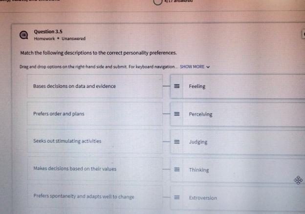 Solved Question 3.5Homework - ﻿UnansweredMatch the following | Chegg.com