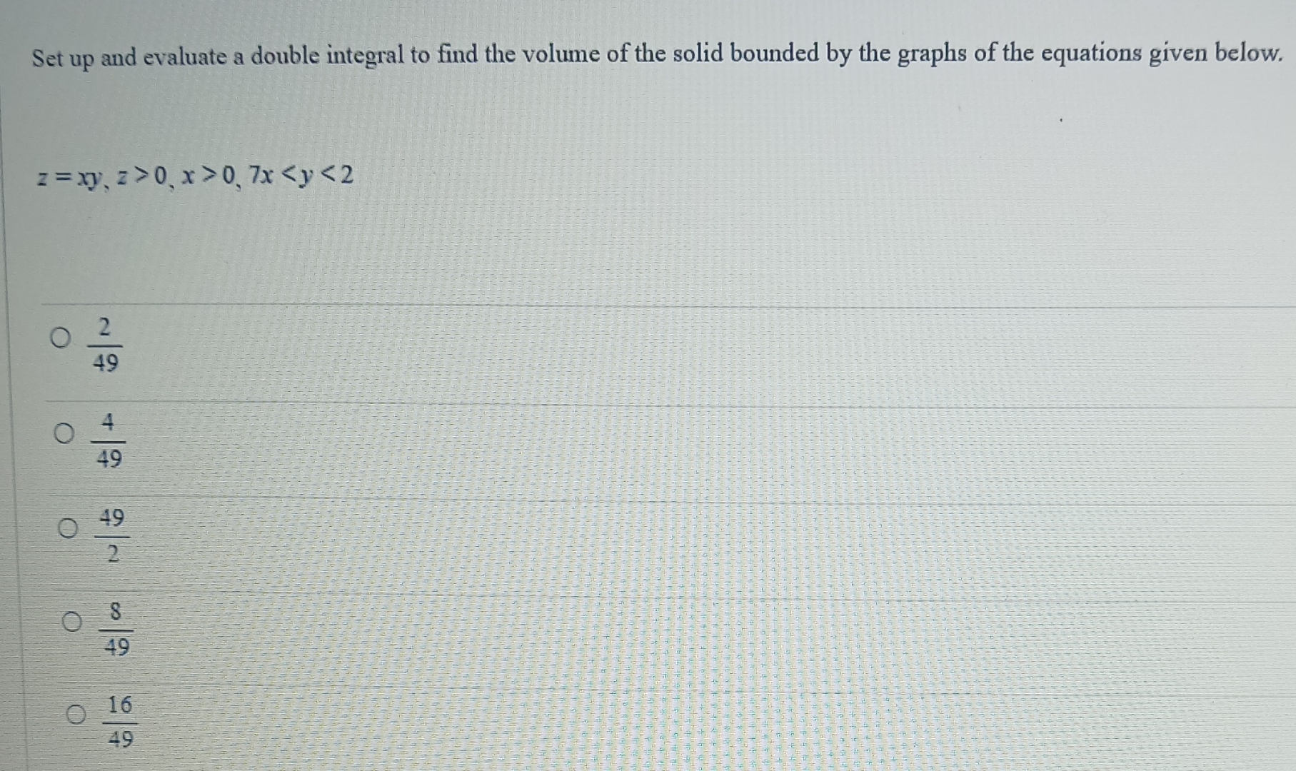 Solved Set up and evaluate a double integral to find the | Chegg.com