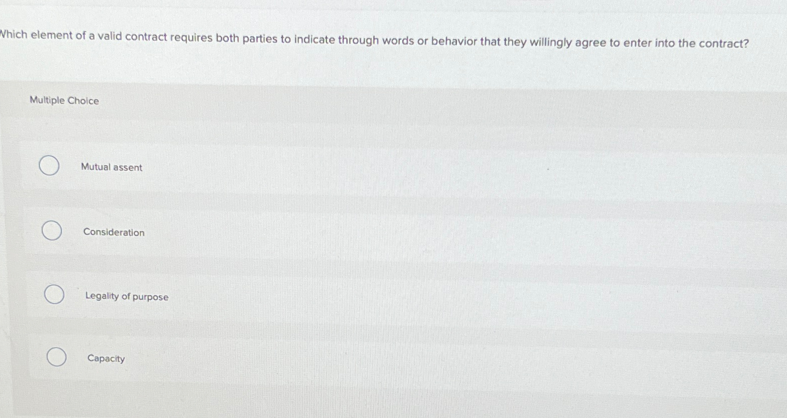 Solved Which element of a valid contract requires both | Chegg.com