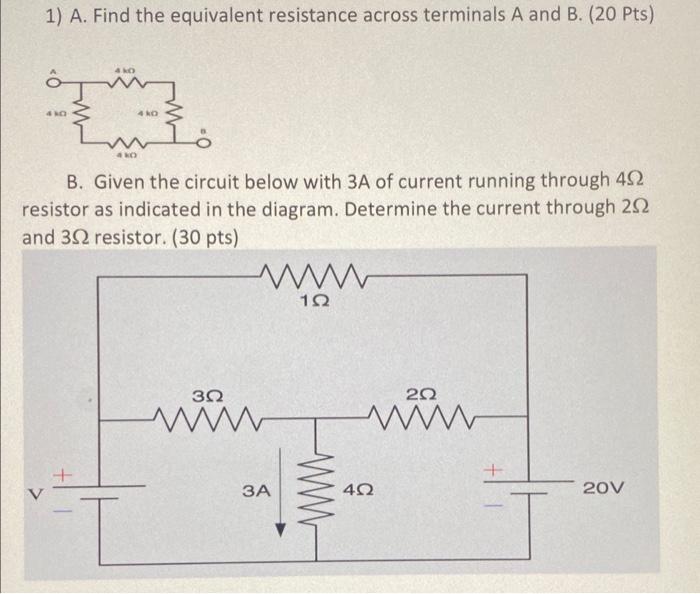 Solved 1 A Find The Equivalent Resistance Across Terminals