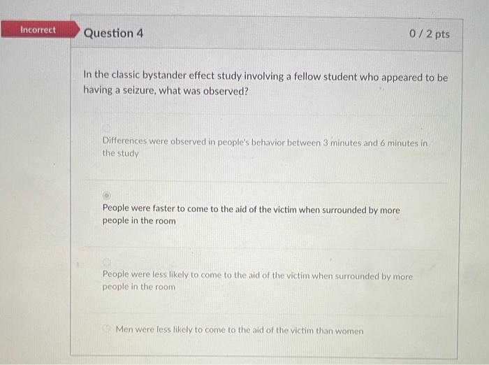 Solved The bystander effect is a phenomenon in which people | Chegg.com