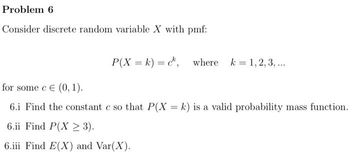 Consider discrete random variable X with pmf: | Chegg.com