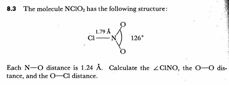 Solved 8.3 ﻿The molecule NClO_(2) ﻿has the following | Chegg.com