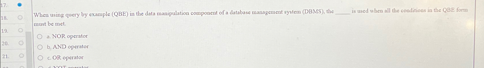 Solved When using query by example (QBE) ﻿in the data | Chegg.com