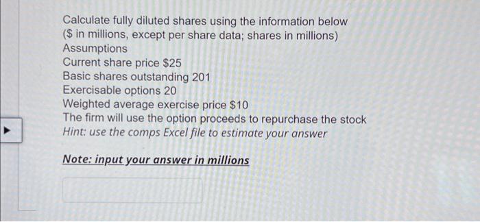 Solved Calculate fully diluted shares using the information | Chegg.com