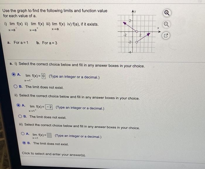 Solved Q Use the graph to find the following limits and | Chegg.com