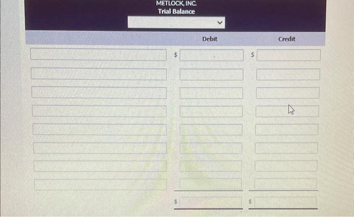 Solved The T-accounts below summarize the ledger of Metlock, | Chegg.com