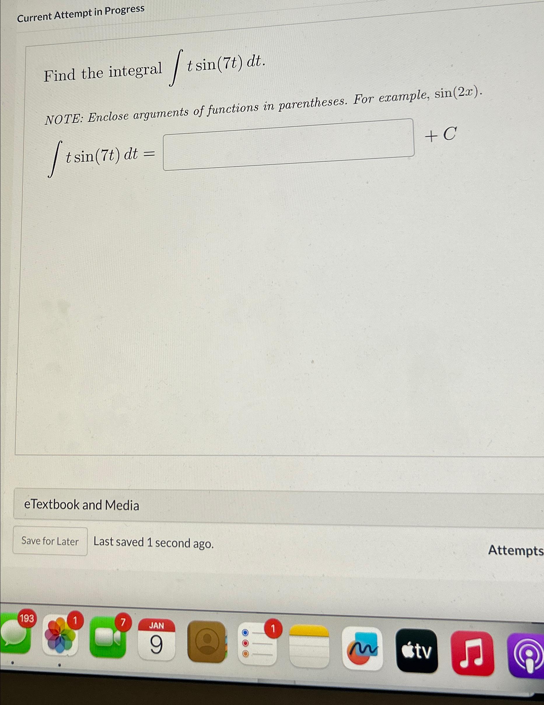 Solved Current Attempt in ProgressFind the integral | Chegg.com