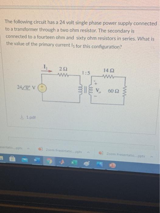 Solved The following circuit has a 24 volt single phase | Chegg.com