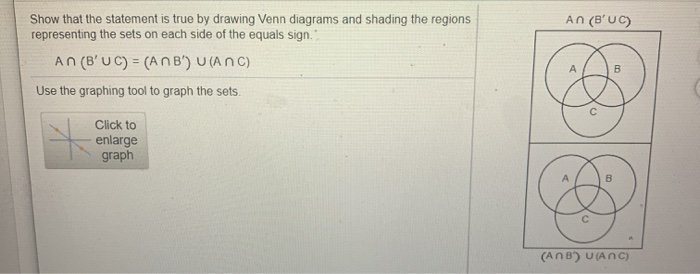 Solved An (B'UC) Show that the statement is true by drawing | Chegg.com