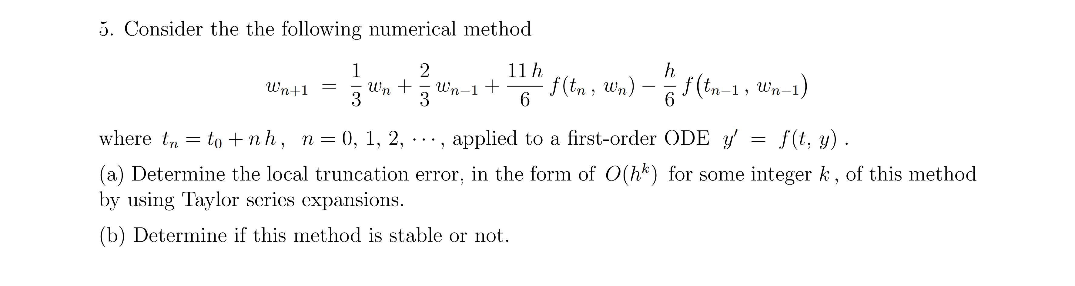 Solved Consider the the following numerical | Chegg.com