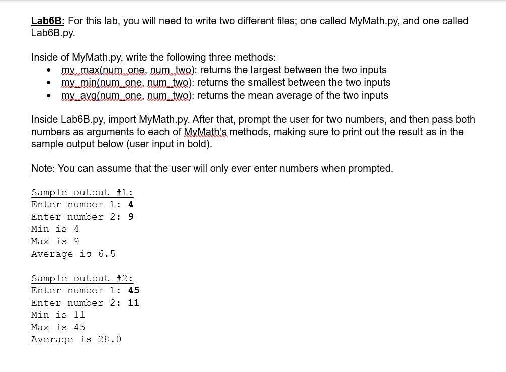 Solved Lab6B: For this lab, you will need to write two | Chegg.com