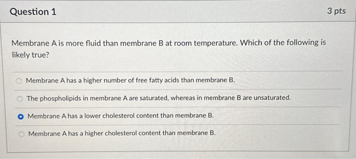 Solved Membrane A is more fluid than membrane B at room | Chegg.com