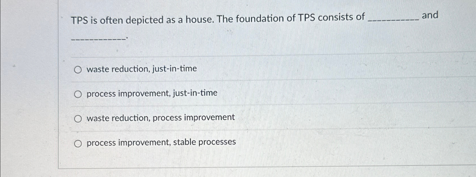 Solved TPS is often depicted as a house. The foundation of | Chegg.com