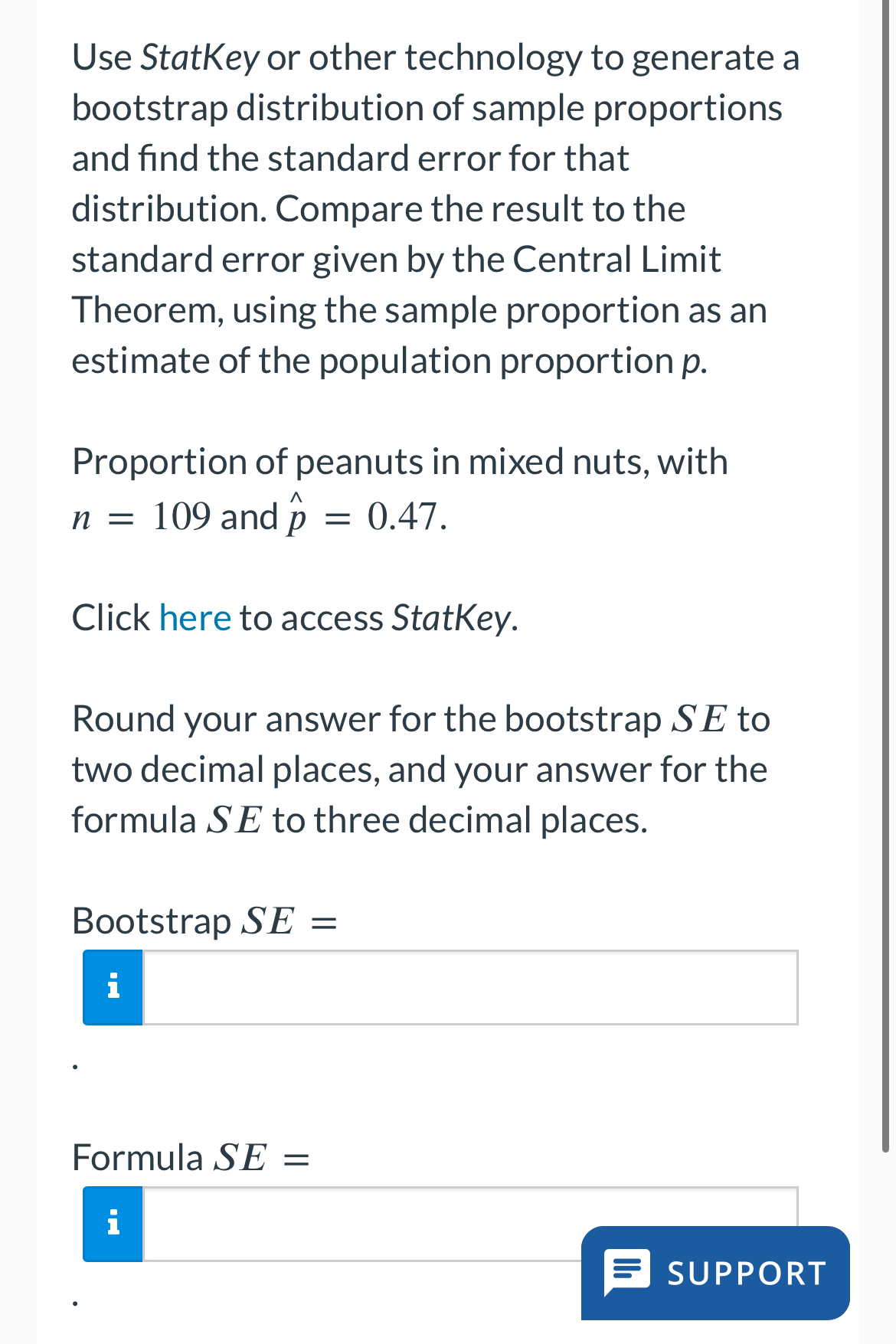Solved Use StatKey or other technology to generate a | Chegg.com