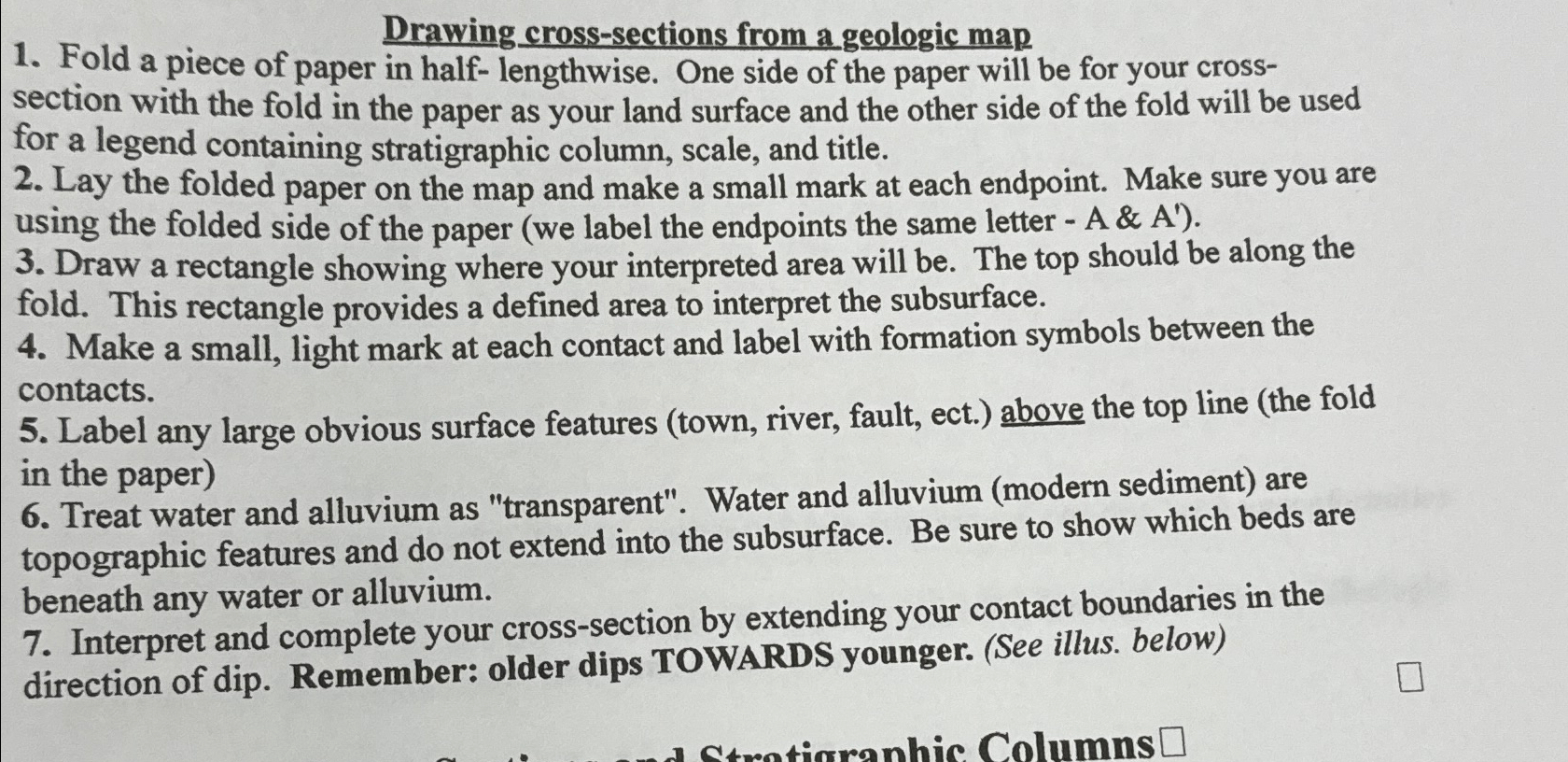 Solved Drawing cross-sections from a geologic mapFold a | Chegg.com