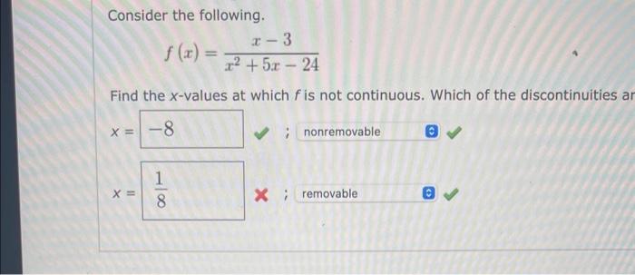 Solved Consider the following function. f(x)=x−8x2−17x+72 | Chegg.com