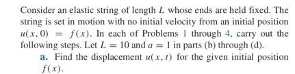 Solved Consider an elastic string of length L whose ends are | Chegg.com