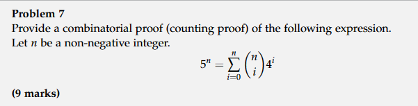 Solved Problem 7Provide a combinatorial proof (counting | Chegg.com