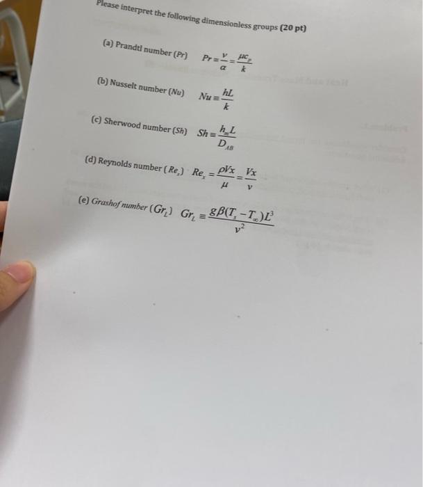 Solved Please interpret the following dimensionless groups | Chegg.com