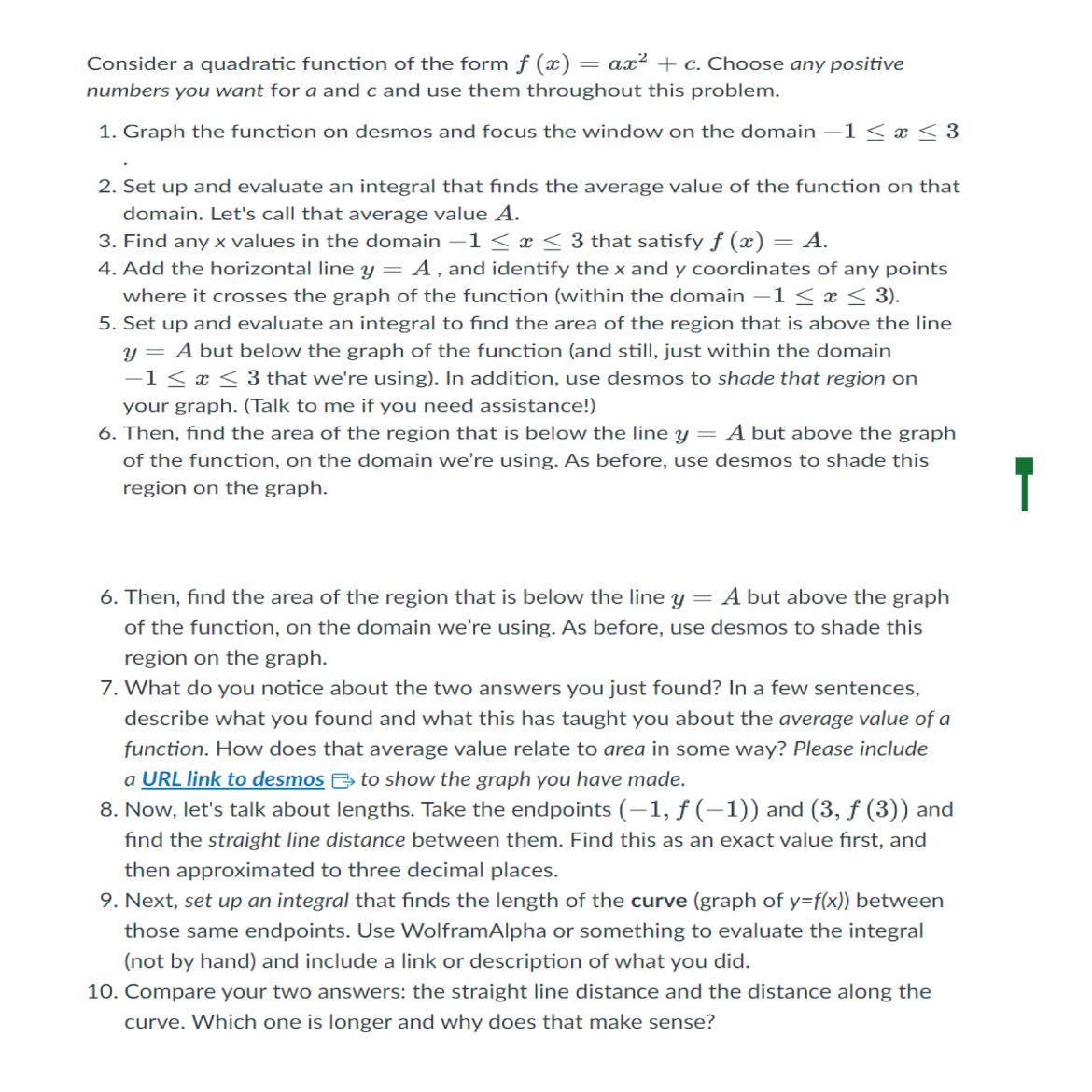 Solved Consider a quadratic function of the form f(x)=ax2+c. | Chegg.com