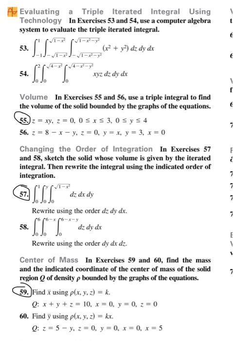 Solved Evaluating a Triple Iterated Integral In Exercises | Chegg.com