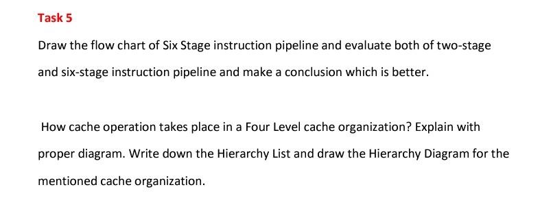 Solved Task 5 Draw the flow chart of Six Stage instruction | Chegg.com