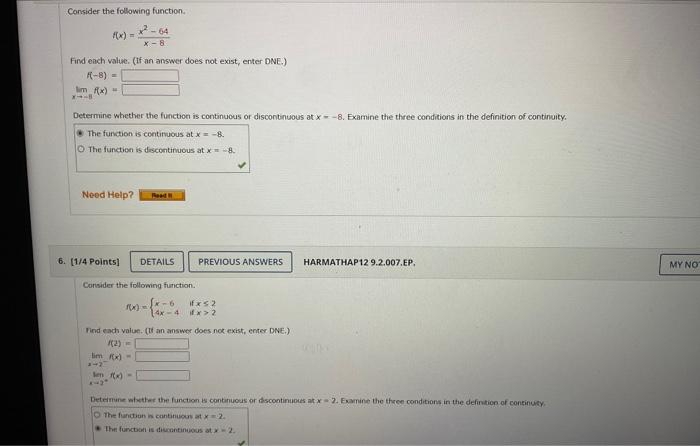 Solved Consider the following function. f(x)=x−8x2−64 Find | Chegg.com