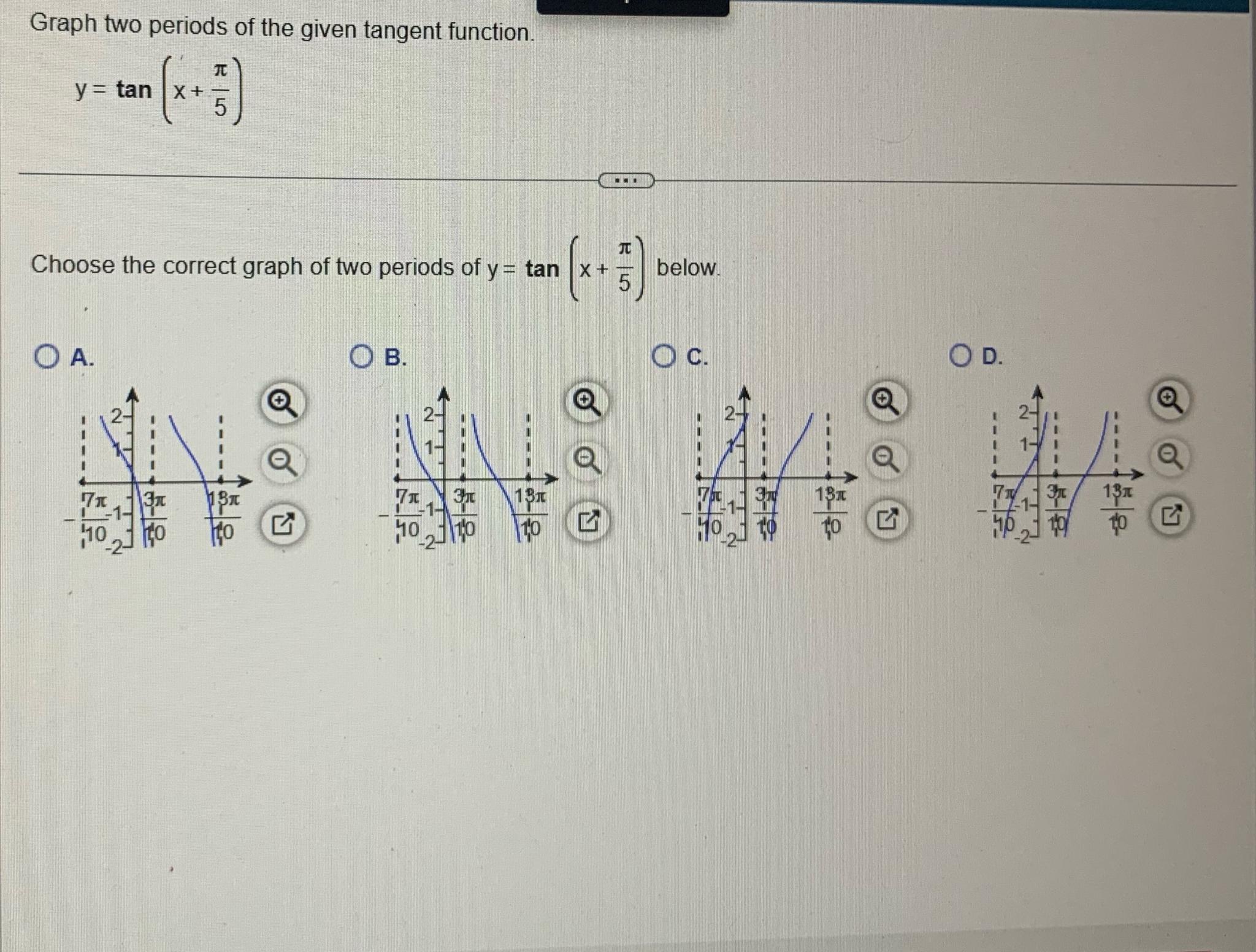 Solved Graph two periods of the given tangent | Chegg.com