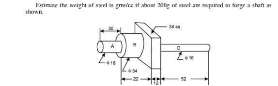 Solved Estimate the weight of steel is gms/cc if about 200g | Chegg.com