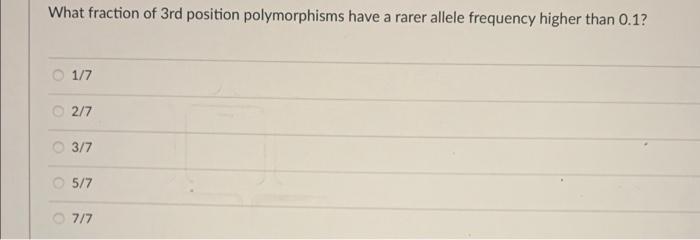 Solved What fraction of 3 rd position polymorphisms have a | Chegg.com