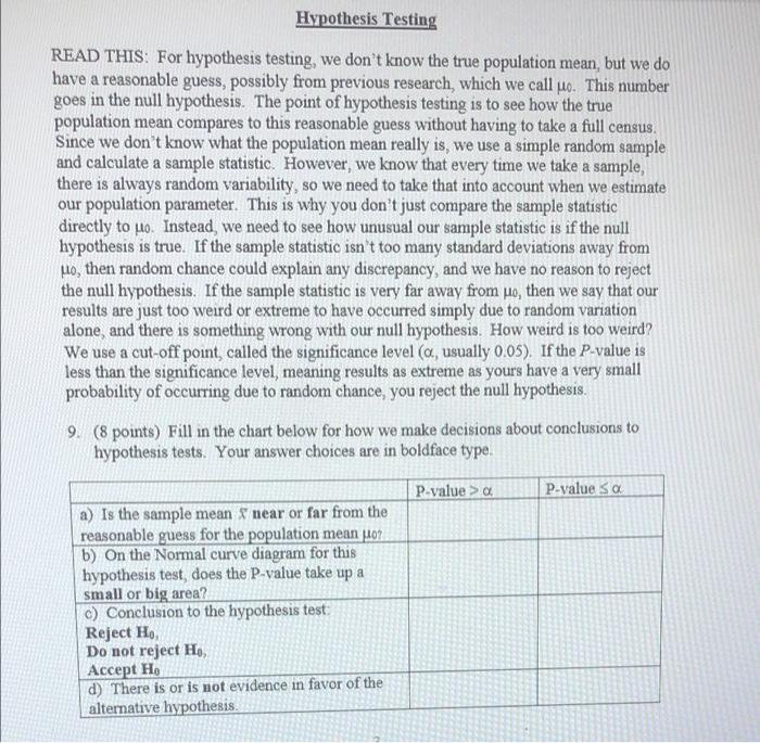 Solved Hypothesis Testing Read This For Hypothesis Testing 0742