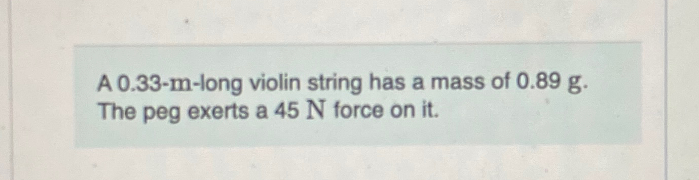 Solved A 0.33-m-long violin string has a mass of 0.89g. ﻿The | Chegg.com