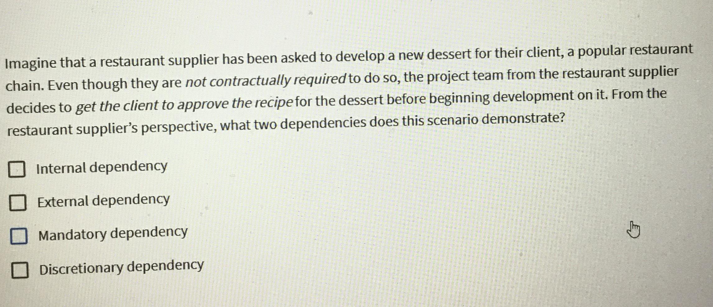 Solved Imagine that a restaurant supplier has been asked to | Chegg.com
