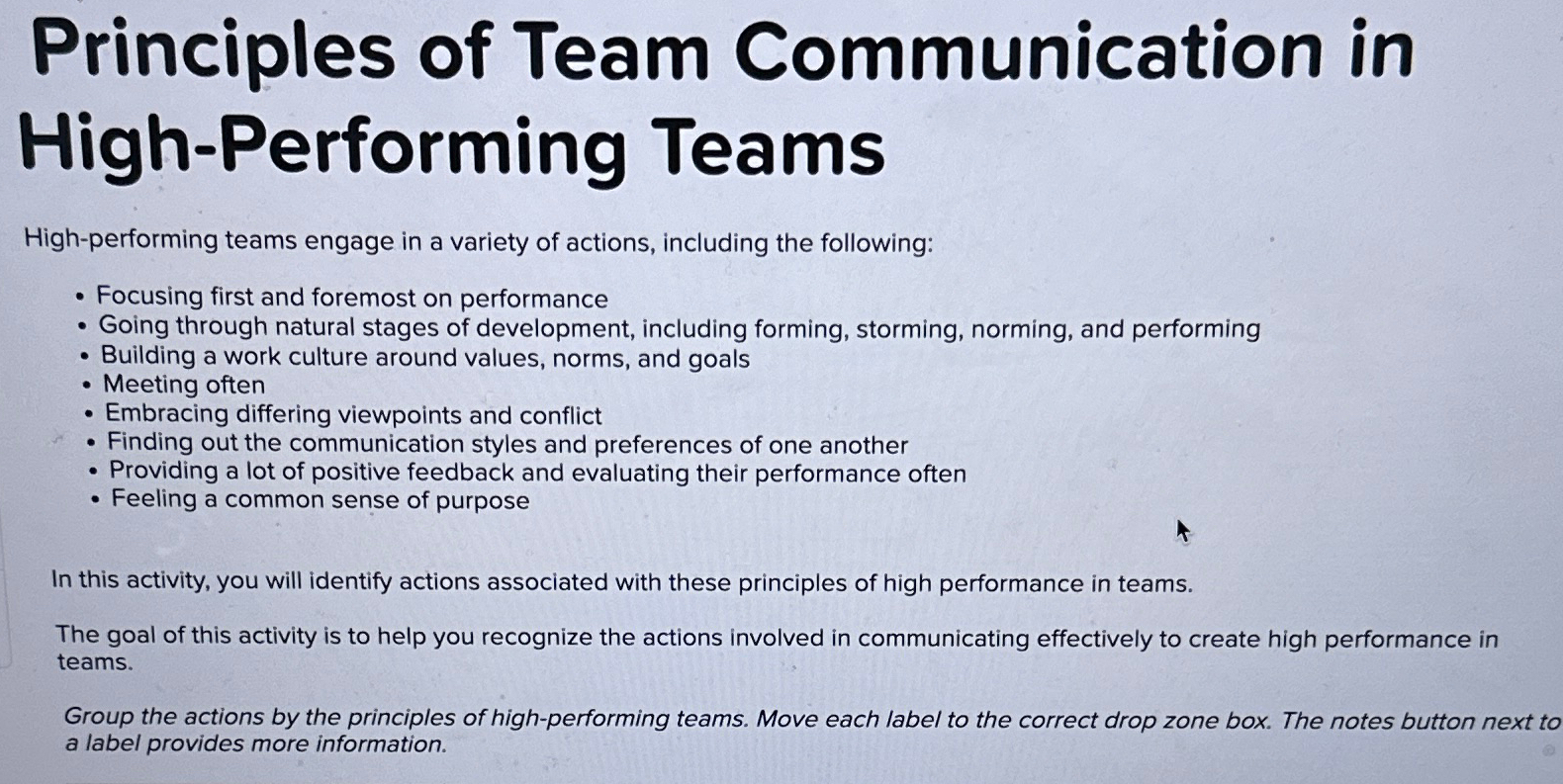 Solved Principles of Team Communication in High-Performing | Chegg.com