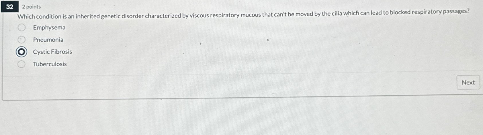 Solved 322 ﻿pointsWhich condition is an inherited genetic | Chegg.com