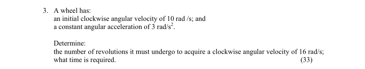 A wheel has:an initial clockwise angular velocity of | Chegg.com