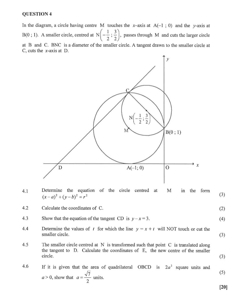 Solved QUESTION 4 In the diagram, a circle having centre M | Chegg.com
