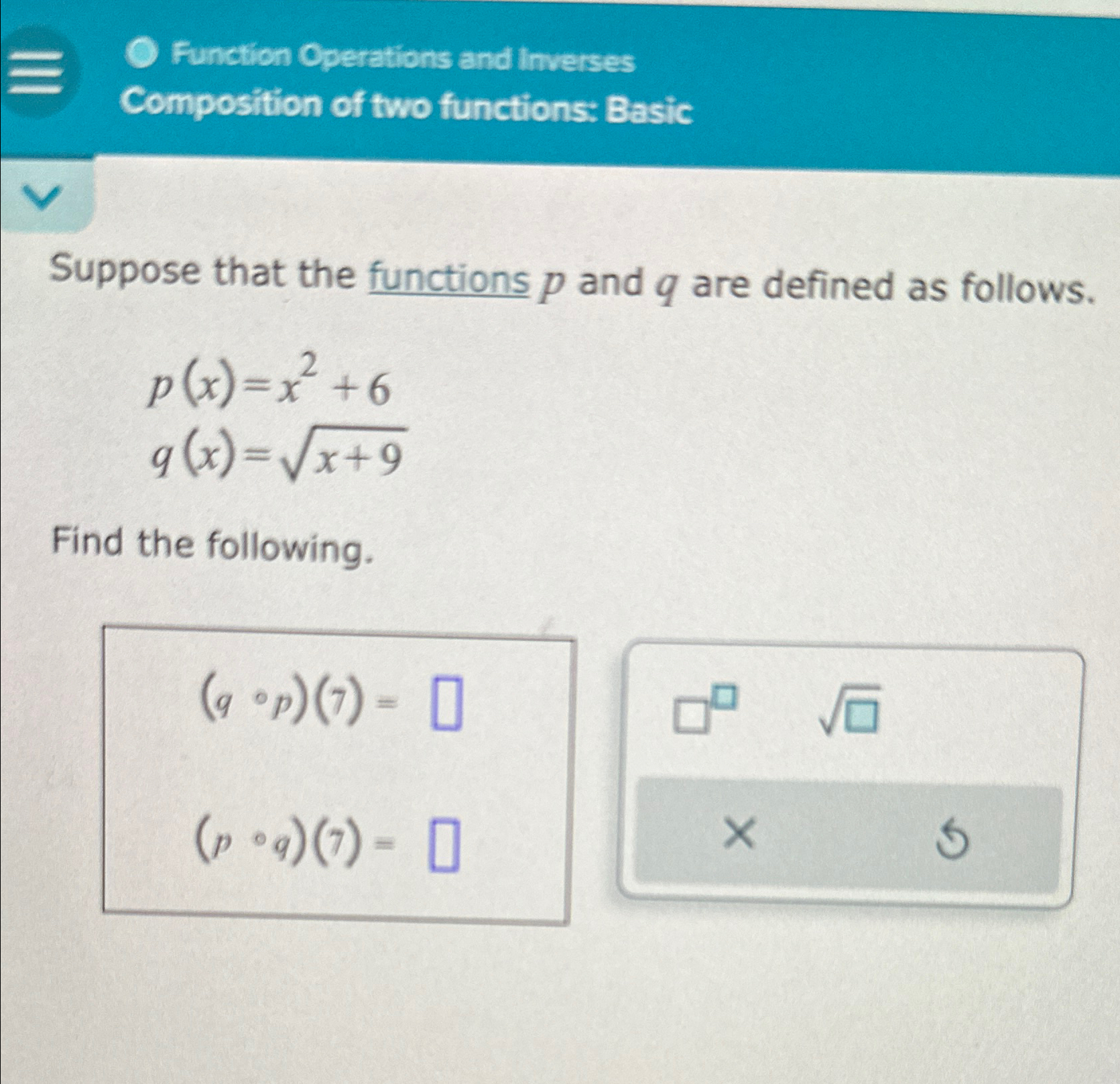 Solved Function Operations and InversesComposition of two | Chegg.com