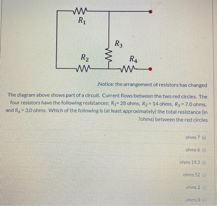 Solved R1 R3 R2 R4 W The circuit in the diagram contains one | Chegg.com