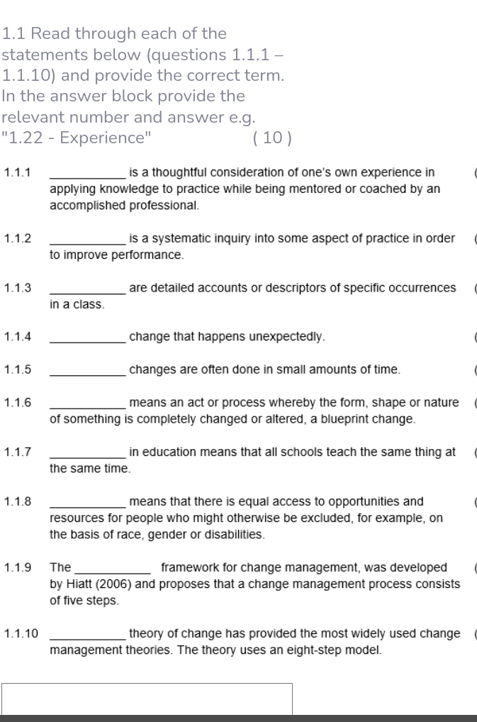 Solved 1.1 Read through each of the statements below | Chegg.com