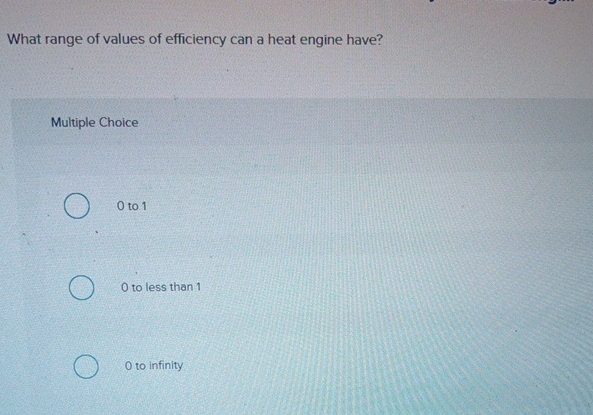 Solved What range of values of efficiency can a heat engine | Chegg.com