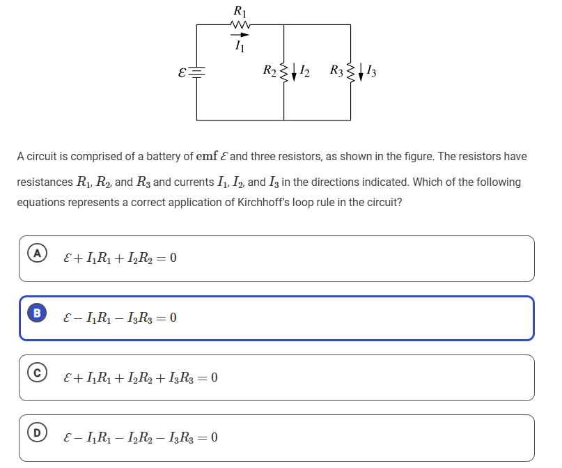 Solved A circuit is ﻿comprised of ﻿a battery of ﻿emfεand | Chegg.com