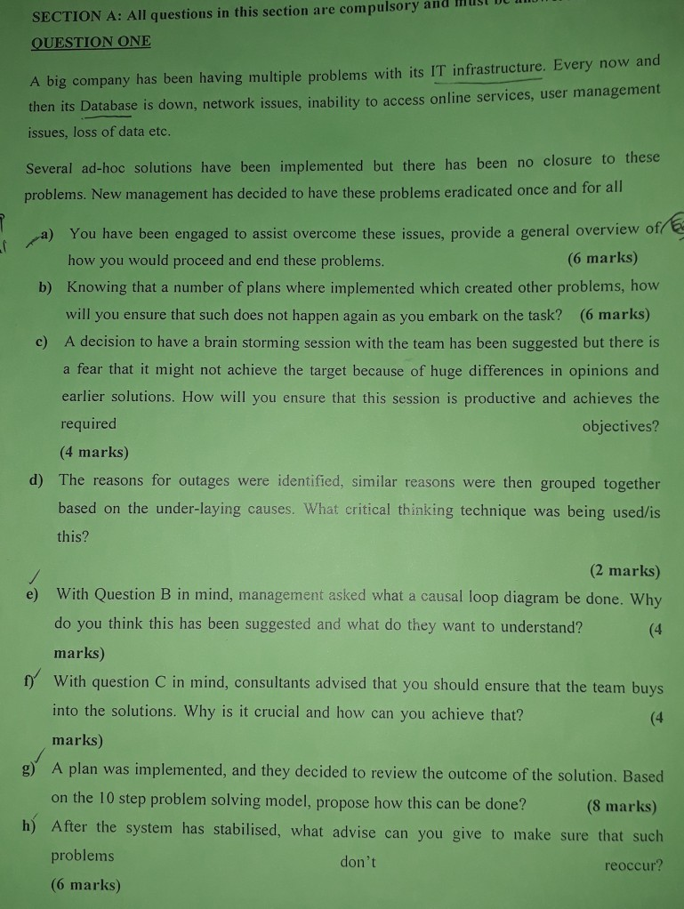 SECTION A: All questions in this section are | Chegg.com